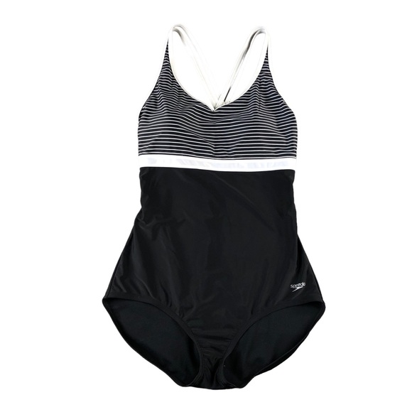 Speedo | Swim | Speedo Womens Sz6 Black White Stripe Cross Back One ...